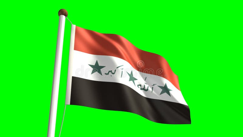 Iraq Flag Waving on Wind on Blue Screen or Chroma Key Background. 4K ...
