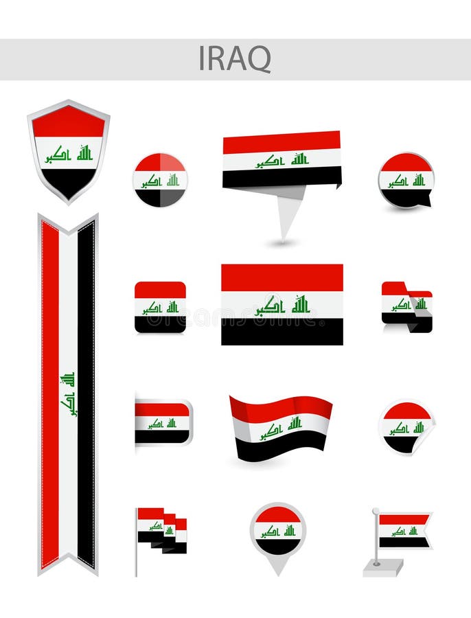 Iraq Flat Flag Collection stock vector. Illustration of square - 137144019