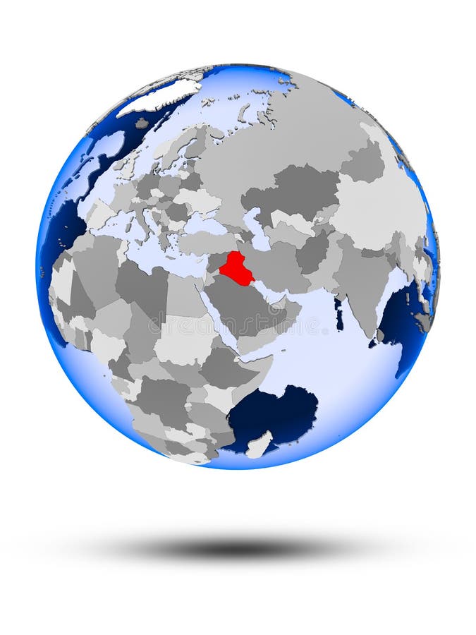 Iraq on globe stock illustration. Illustration of region - 81899223