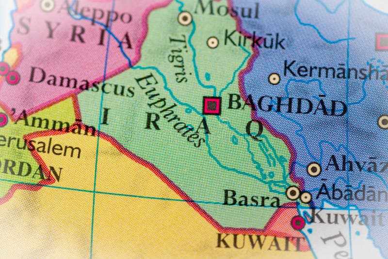 Iraq Highlighted on a World Map Stock Photo - Image of globe ...