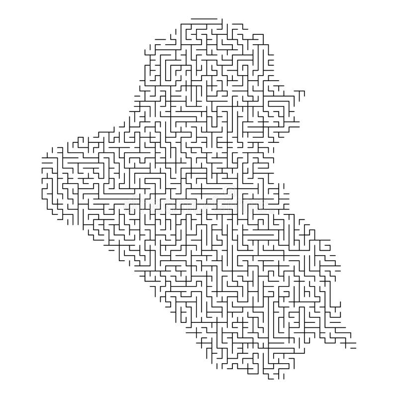 Iraq Map from Black Pattern of the Maze Grid. Vector Illustration Stock ...