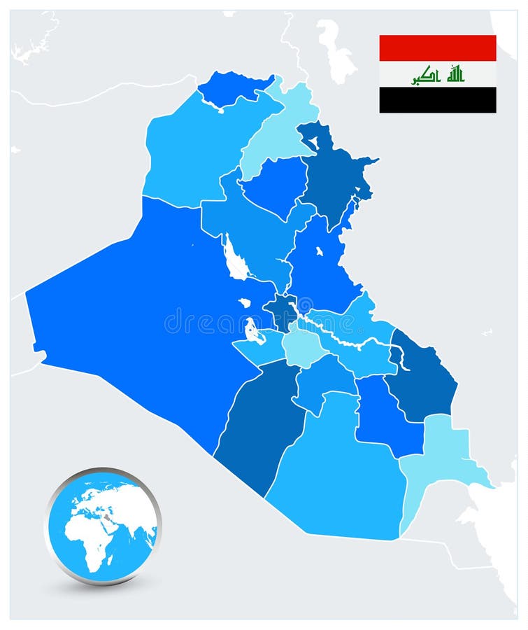 Iraq Political Map in Colors of Blue Stock Vector - Illustration of ...