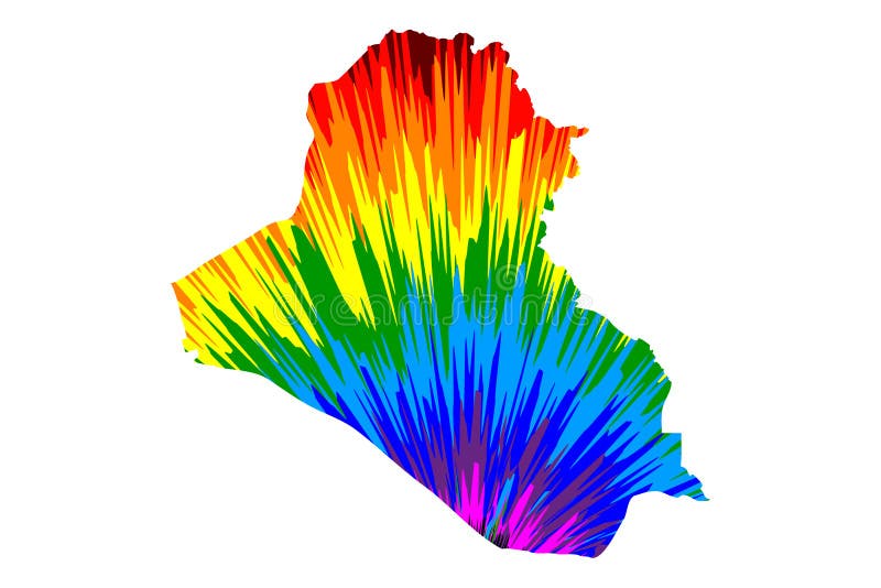 Iraq - Map is Designed Rainbow Abstract Colorful Pattern, Republic of ...