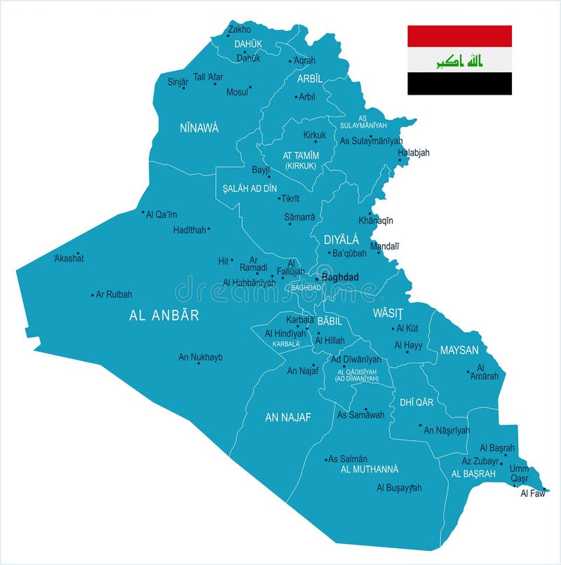 Iraq - Map and Flag - Detailed Vector Illustration Stock Illustration ...