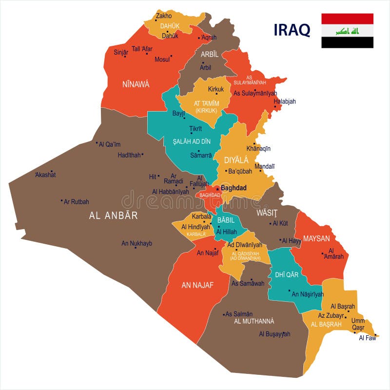 Iraq - Map and Flag Detailed Vector Illustration Stock Illustration ...