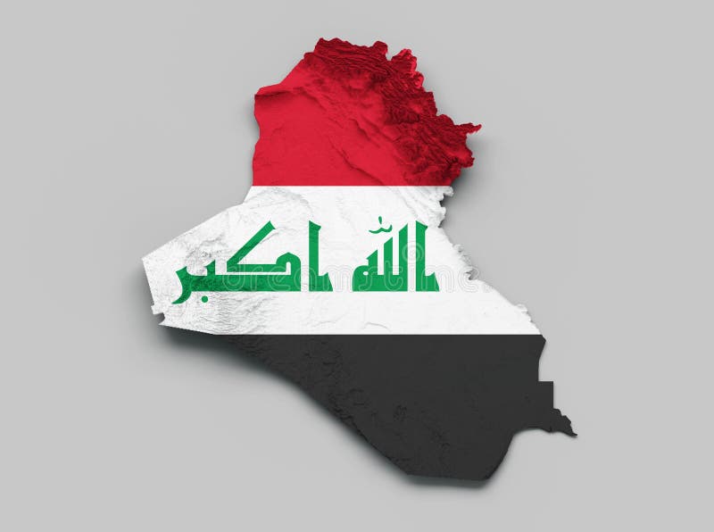 Iraq Map Flag Shaded Relief Color Height Map on White Background 3d ... Iraq Map Flag Shaded Relief Color Height Map on White Background 3d ...
