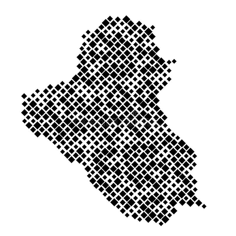 Iraq Map from Pattern of Black Rhombuses of Different Sizes. Vector ...