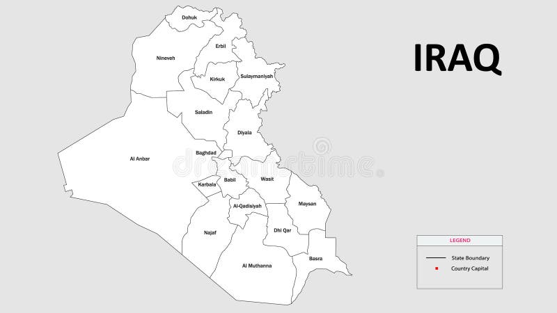 Iraq Map. State and District Map of Iraq Stock Vector - Illustration of ...