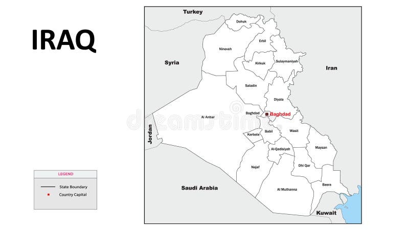 Iraq Map. State and District Map of Iraq Stock Vector - Illustration of ...