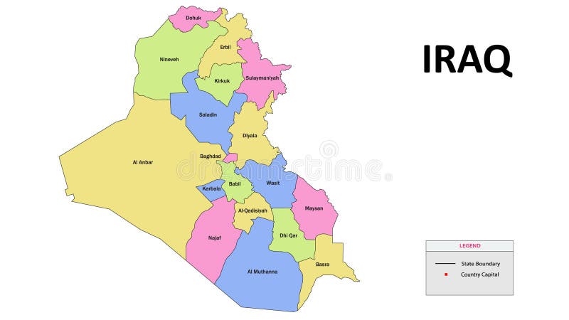 Iraq Map. State and District Map of Iraq Stock Vector - Illustration of ...
