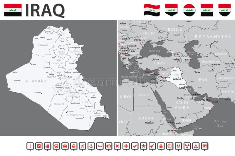 Iraq Map - Vector Infographic Set Stock Illustration - Illustration of ...