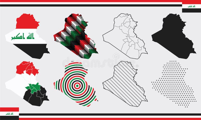 Iraq Map Vector Set stock vector. Illustration of abstract - 159974570