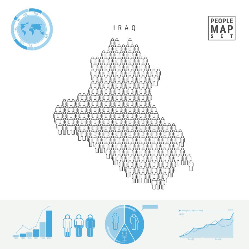 Iraq People Icon Map. Stylized Vector Silhouette of Iraq. Population ...