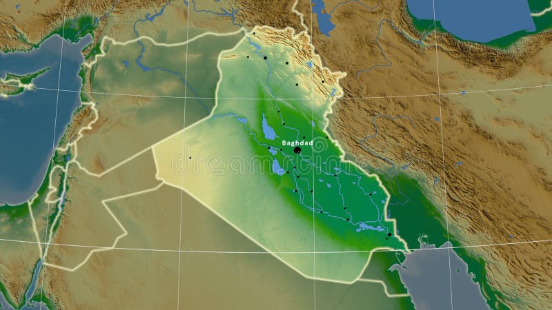 Iraq area. Physical map stock illustration. Illustration of geography ...