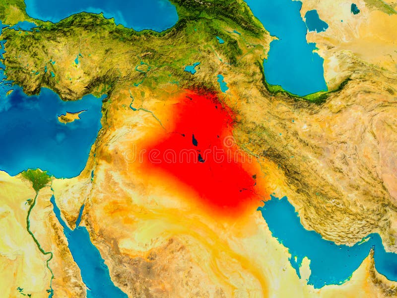 Iraq on physical map stock illustration. Illustration of detailed ...