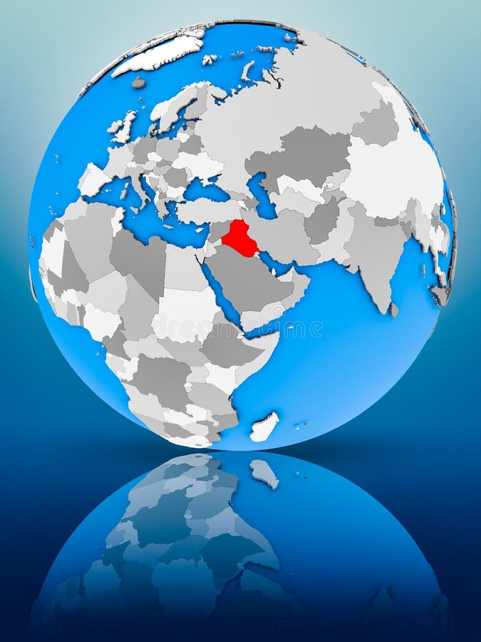 Iraq on political globe stock image. Image of iraqi - 123868171
