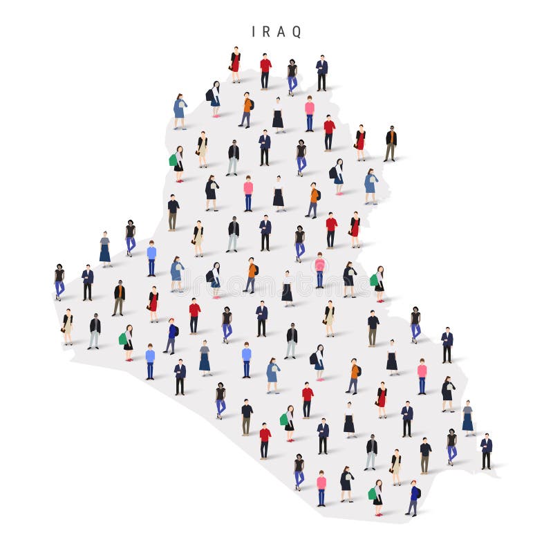 Iraq Population Map. Large Group of People in a Shape of Iraqi Map ...