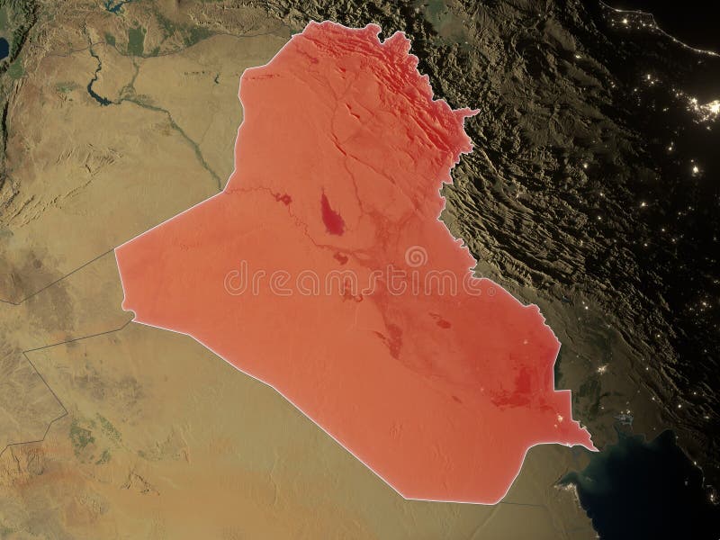 Iraq on realistic map stock illustration. Illustration of satellite ...
