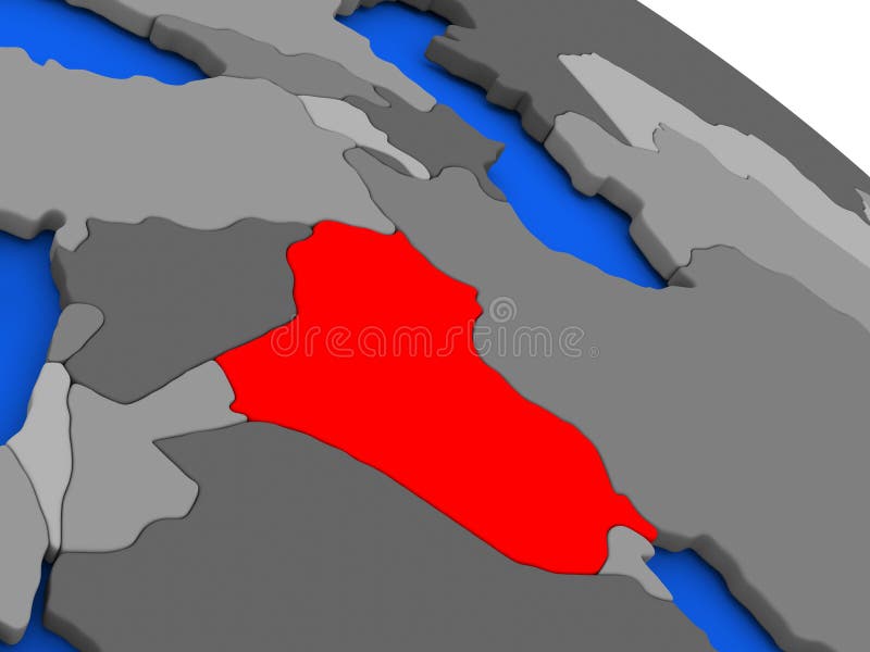 Iraq in red stock illustration. Illustration of render - 80789857