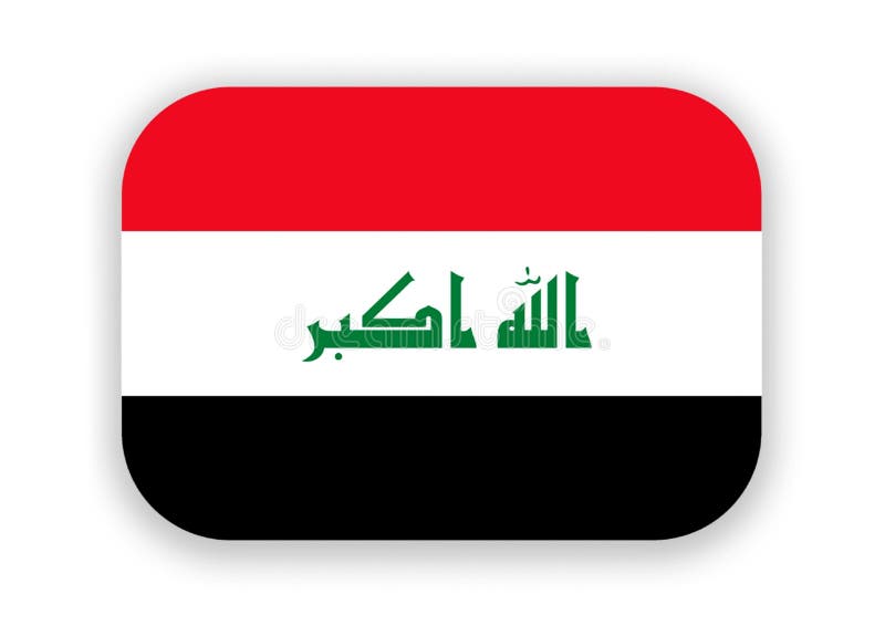 Iraq Rounded Rectangle Flag Icon with Shadow on White Background Stock ...
