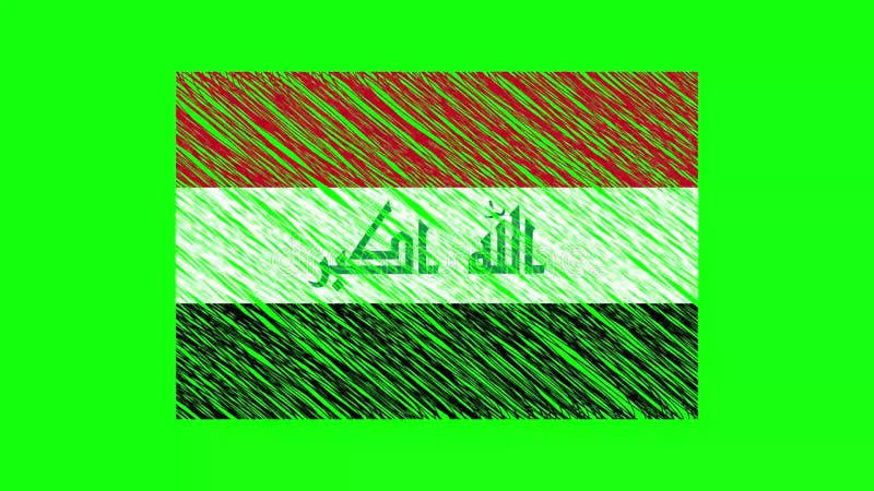 Iraq Scribble Animation on Green Screen Background. Looping Seamless ...