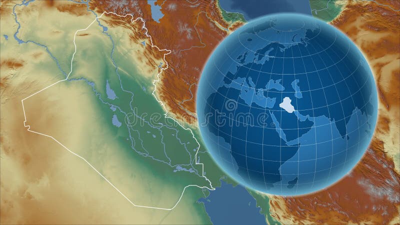 Iraq and Globe. Relief stock footage. Video of outline - 247313946