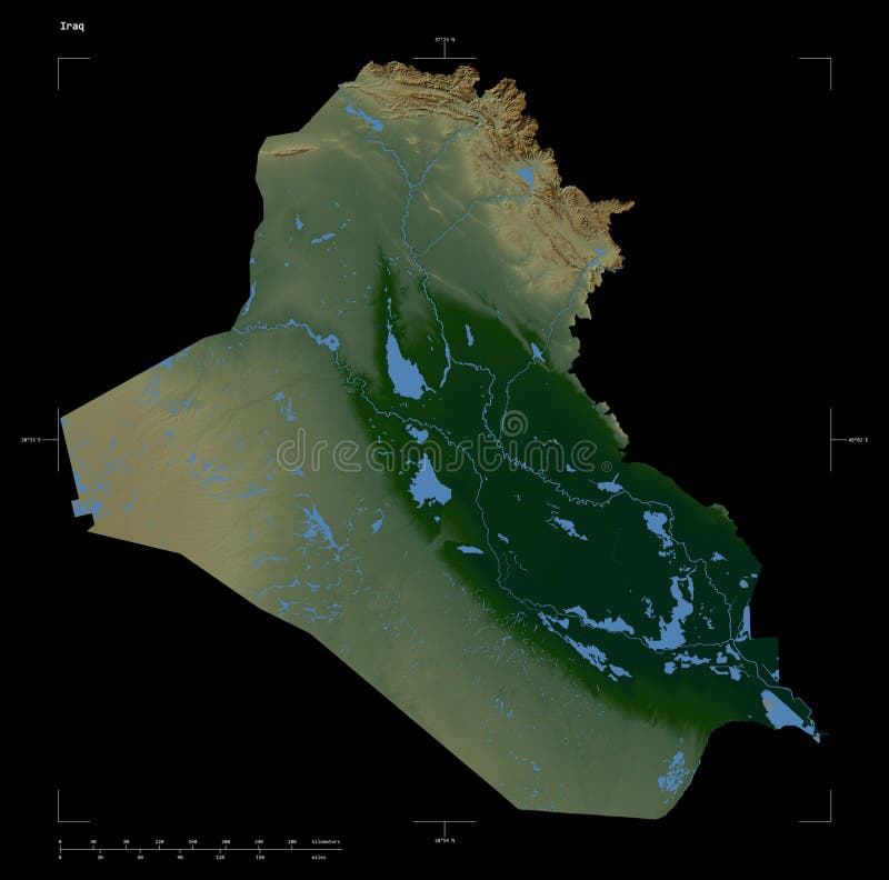 Iraq Shape on Black. Physical Stock Illustration - Illustration of ...