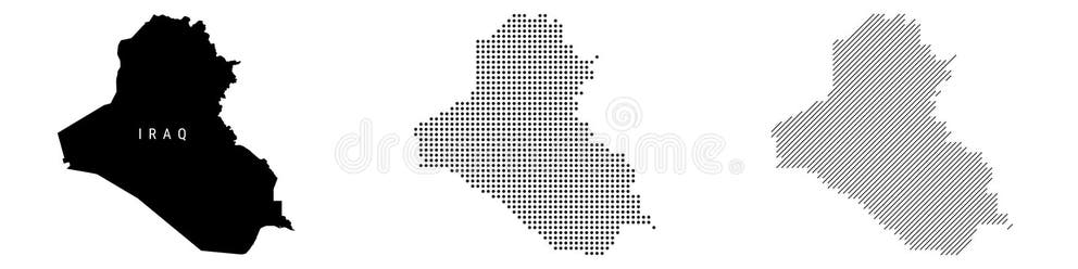 Iraq Silhouette Map and Two Patterns of Dots and Slanted Lines. Flat ...