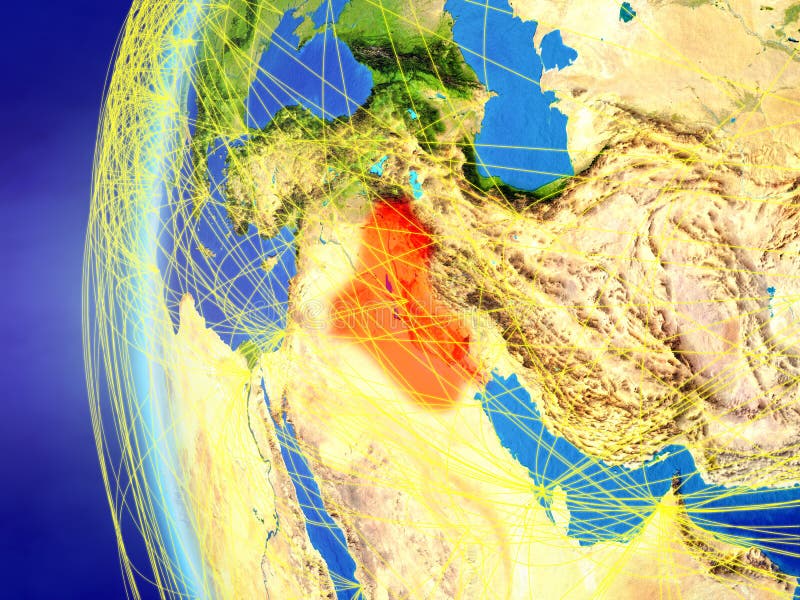 Iraq from Space with Network Stock Illustration - Illustration of ...