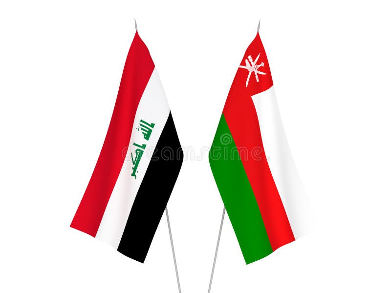 Oman and Iraq Realistic Flag â€“ Fabric Texture Illustration Stock ...