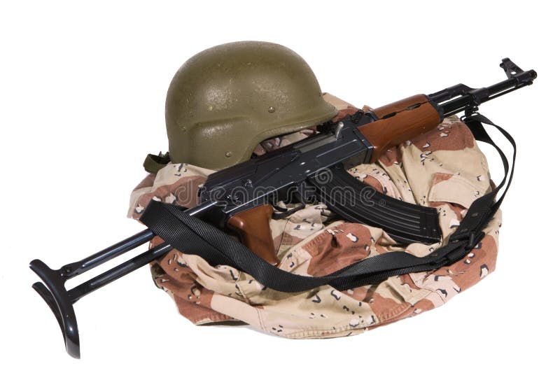 Iraqi Army Uniform and AK47 Rifle Stock Image - Image of civil, weapon ...