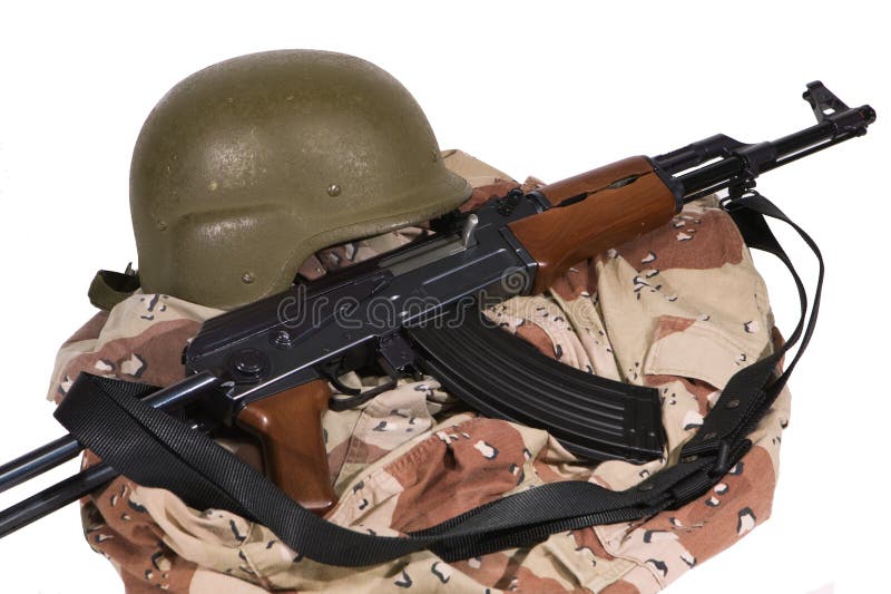 Iraqi Army Uniform and AK47 Rifle Stock Photo - Image of rifle, shock ...