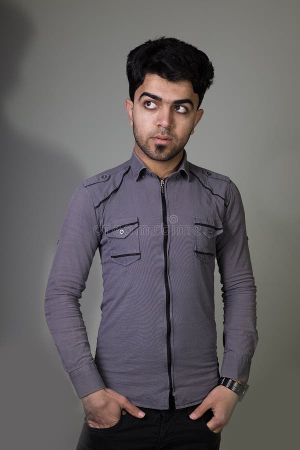 Iraqi Brunette Boy Inside Studio Stock Image - Image of handsome, high ...
