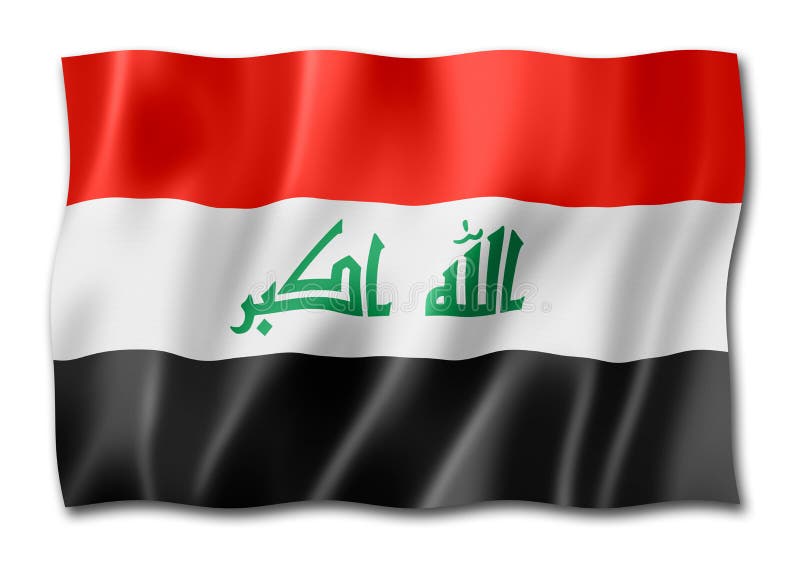 Iraqi Flag Isolated on White Stock Illustration - Illustration of asia ...