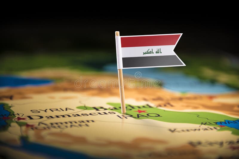 Iraqi Marked with a Flag on the Map Stock Image - Image of card, arab ...