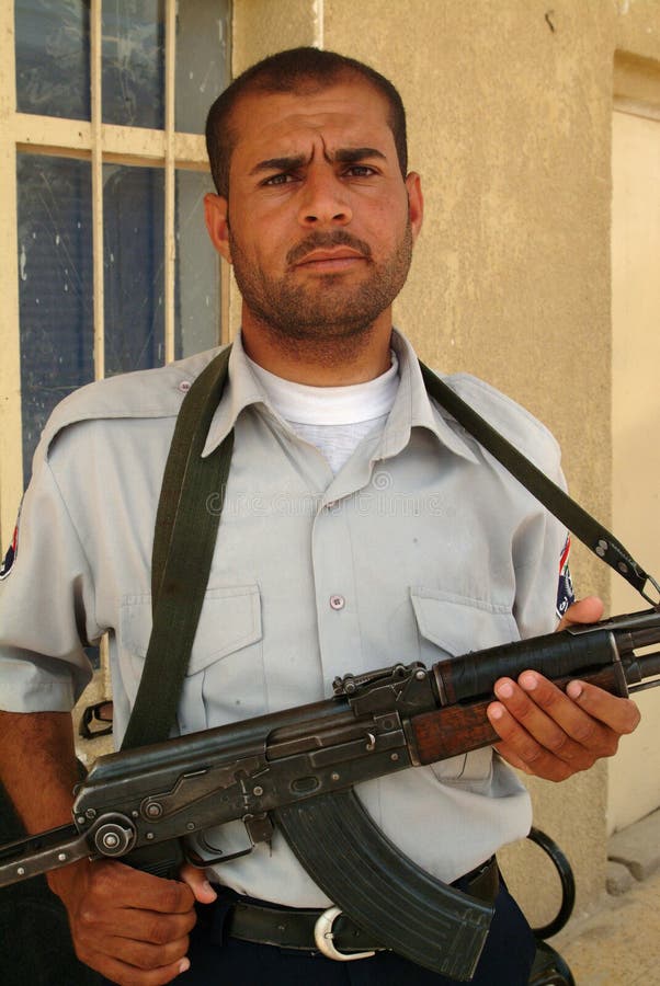 Iraqi Policeman with Kalashnikov Editorial Stock Image - Image of small ...