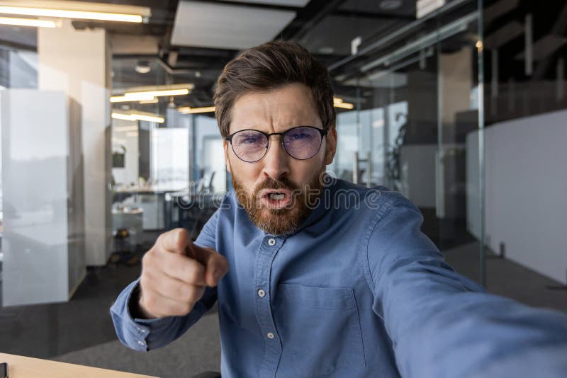 Angry Businessman Yelling during a Phone Call in Office Stock Image ...
