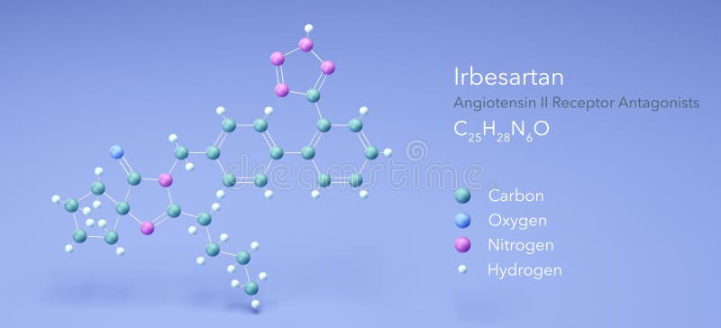 Irbesartan Molecule, Molecular Structures, Angiotensin II Receptor ...