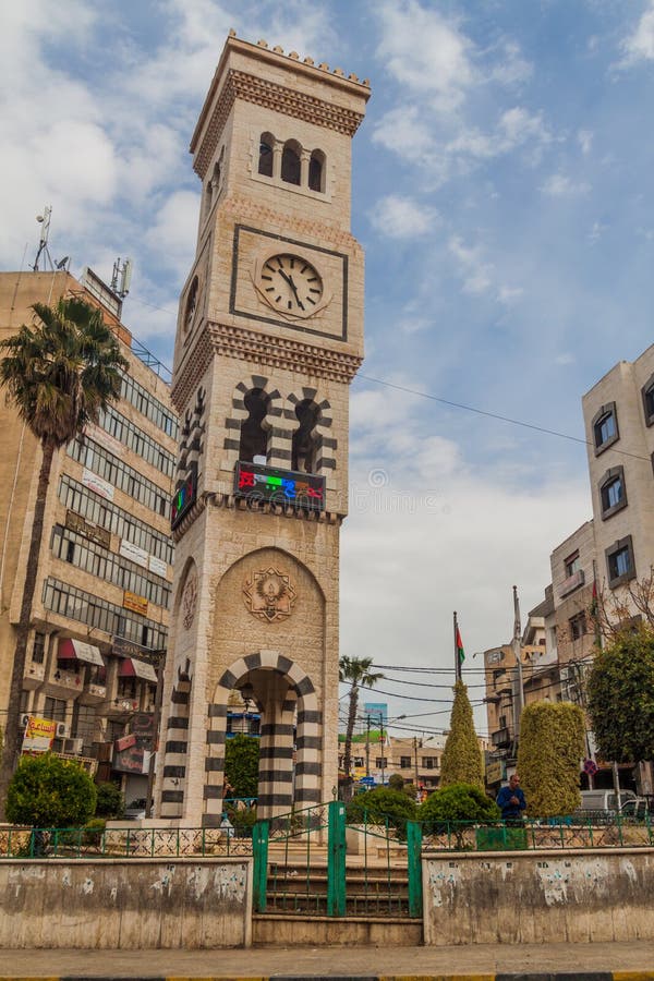 IRBID, JORDAN - MARCH 30, 2017: View of the Clock Tower in the Center ...