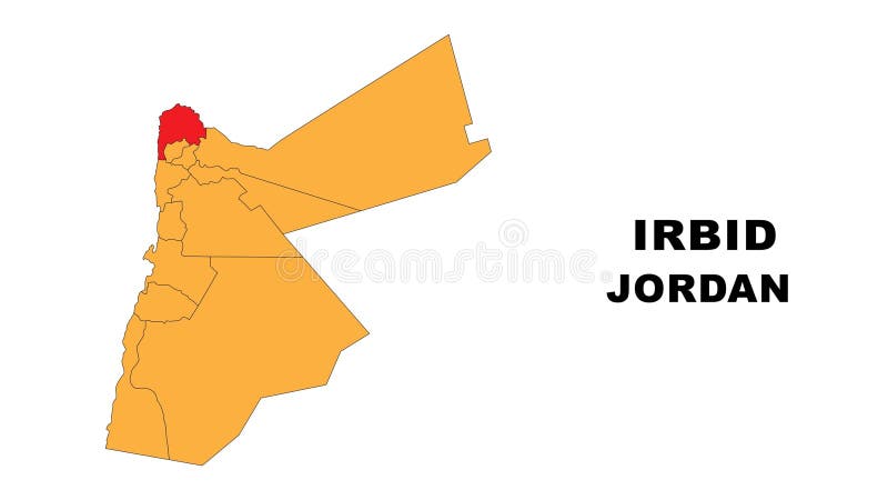 Irbid Map in Jordan. Vector Map of Jordan Stock Vector - Illustration ...