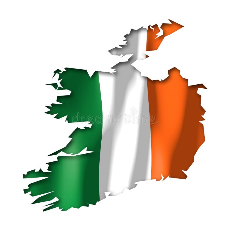 Ireland - Country Flag and Border Shape Stock Illustration ...