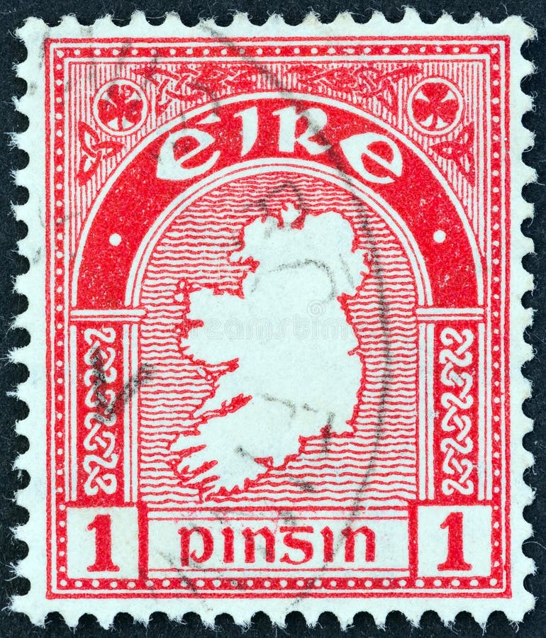 IRELAND - CIRCA 1922: a Stamp Printed in Ireland Shows Map of Ireland ...