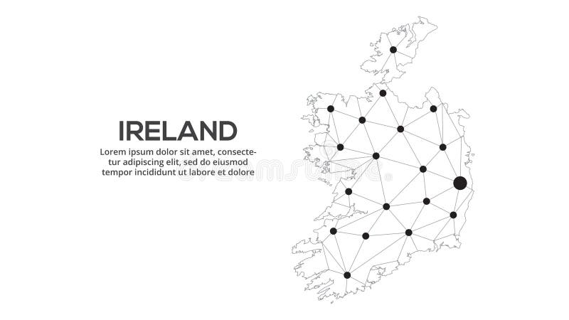 Ireland Communication Network Map. Vector Image of a Low Poly Global ...