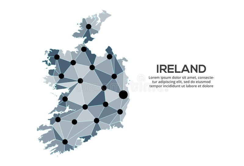 Ireland Communication Network Map. Vector Image of a Low Poly Global ...