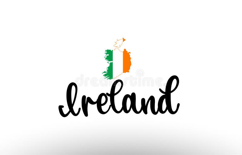 Ireland Country Big Text with Flag Inside Map Concept Logo Stock Vector ...