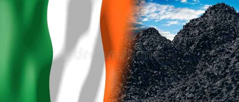 Ireland - Country Flag and Pile of Coal Stock Illustration ...