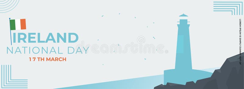 Ireland National Day Horizontal Banner with Irish Flag . Geometric ...