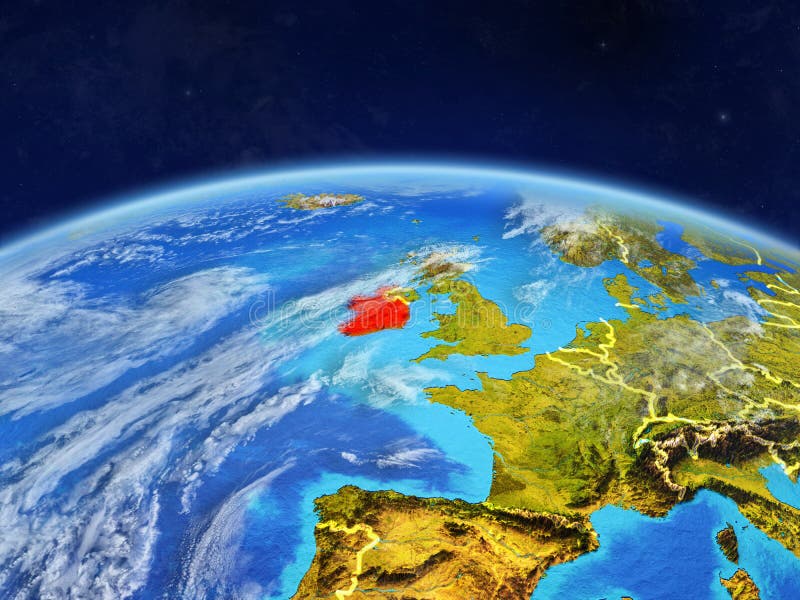 Ireland on Earth from Space Stock Illustration - Illustration of ...