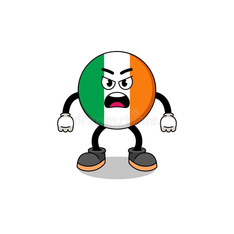 Ireland Flag Cartoon Illustration with Angry Expression Stock Vector ...
