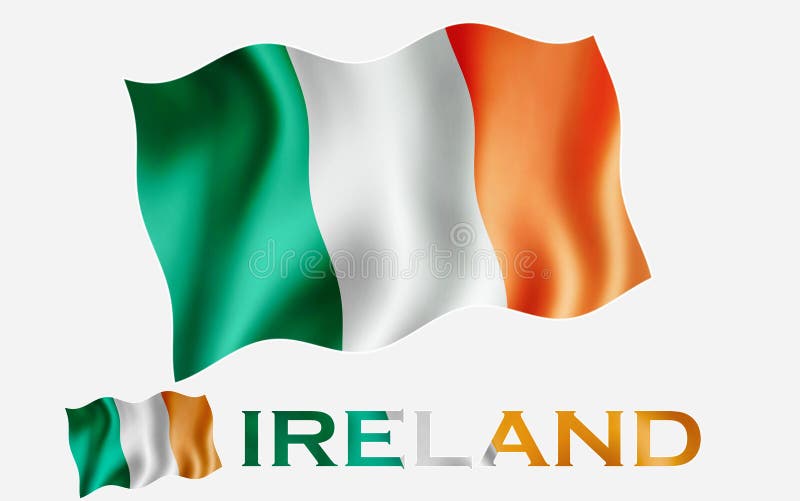 Ireland Flag Illustration with Fabric Texture with IRELAND Text with ...